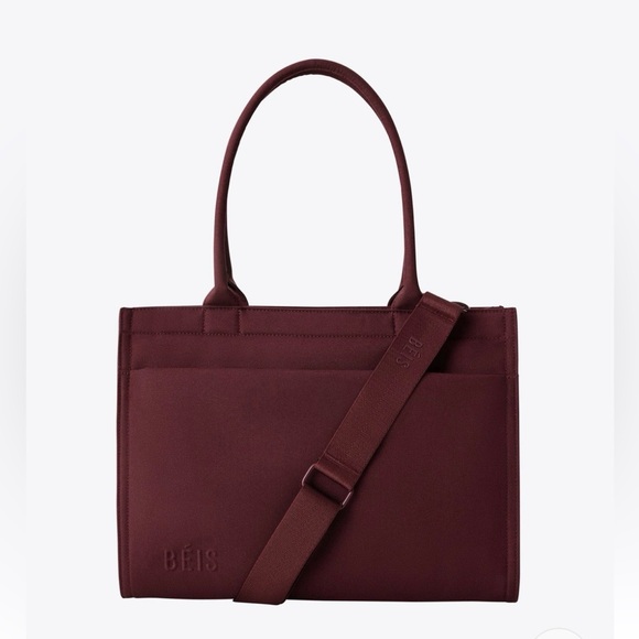 BEIS | Bags | Beis The Book Tote In Burgundy | Poshmark